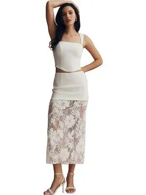 MARE MARE 3d Floral Skirt And Corset Top Set - Ivory