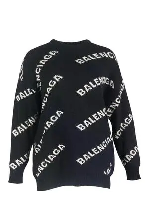 Balenciaga Logo-intarsia Sweater - Black