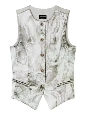 Giorgio Armani Jacquard Button Waistcoat - Grey