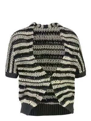 Brunello Cucinelli Sequin-embellished Striped Cardigan - Black