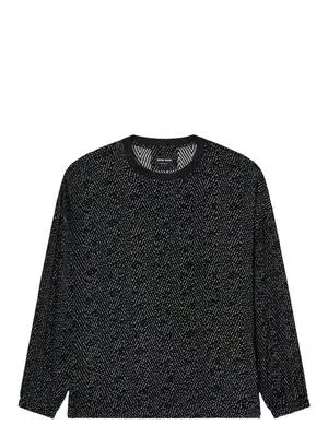 Giorgio Armani Printed Crew-neck Long-sleeve T-shirt - Black
