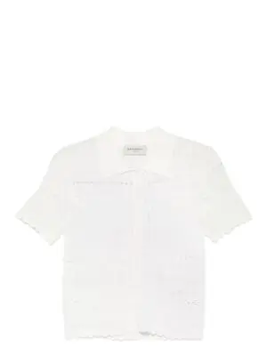 ERMANNO FIRENZE Openwork Knit Polo Top - White