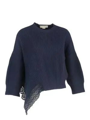 Stella McCartney Lace-trim Ribbed Knit Sweater - Blue