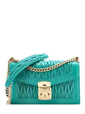 Miu Miu Flap Lock Matelasse Leather Shoulder Bag - Green