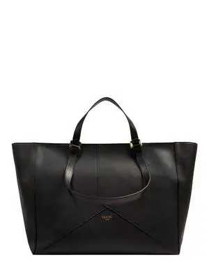 LANCEL Envelope Leather Tote Bag - Black