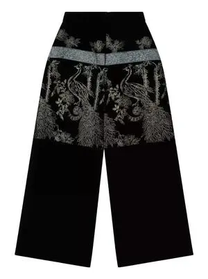 Giorgio Armani Embroidered Velvet Trousers - Black