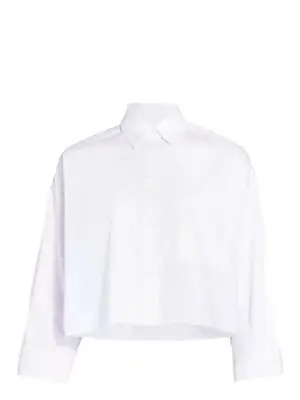 TWP Cropped Button Down Shirt - White