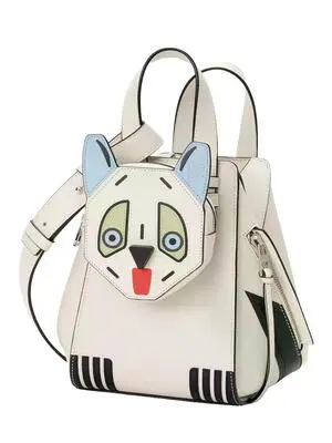 Loewe Hammock Animal-face Zipped Tote Bag - White
