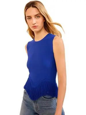 Ulla Johnson Koa Fringe Knit Top - Cobalt
