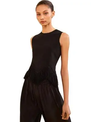 Ulla Johnson Koa Fringe Knit Top - Noir