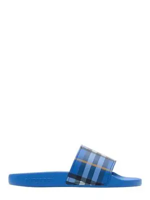 Burberry Check Slides - Hyacinth Blue