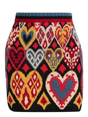 Farm Rio Jacquard-knit Mini Skirt - Red