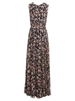 MIKAEL AGHAL Floral-print Pleated Chiffon Maxi Dress - Blush