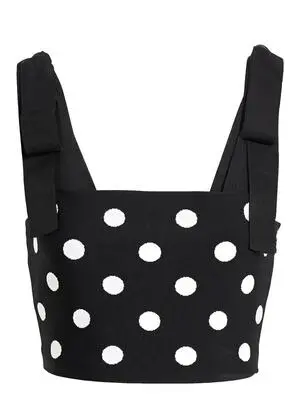 Carolina Herrera Cropped Polkadot Tank - Black
