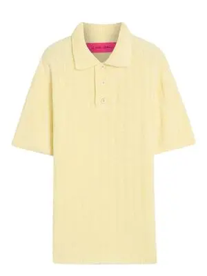 THE ELDER STATESMAN Ribbed Chenille Polo Shirt - Yellow