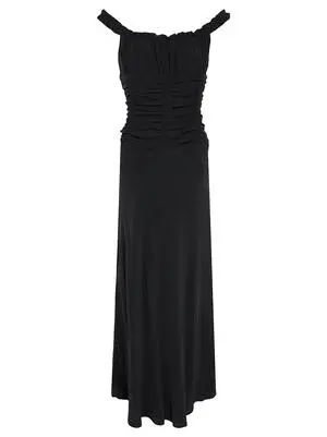 Staud Ruched Silk Crepe De Chine Maxi Dress - Black