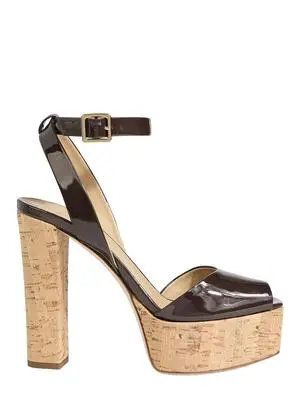 GIUSEPPE ZANOTTI Betty 80 Patent-leather Platform Sandals - Charcoal