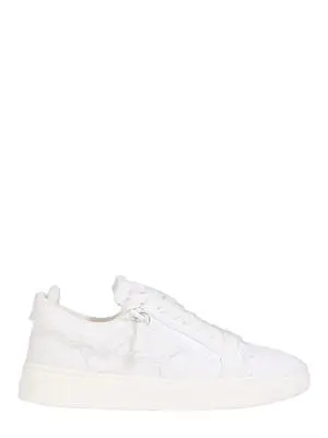 GIUSEPPE ZANOTTI Zip-detailed Frayed Denim Sneakers - White
