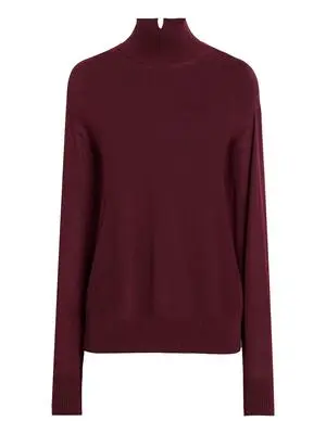 Another Tomorrow Wool Turtleneck Sweater - Burgundy