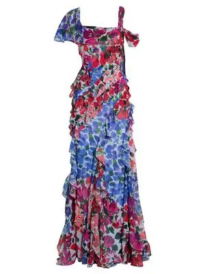 Carolina Herrera Floral-print Silk-chiffon Maxi Dress - Light Blue