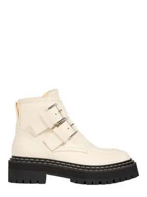Proenza Schouler Buckled Leather Combat Boots - Cream