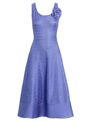 CAROLINA HERRERA Fluted Jacquard-Knit Midi Dress