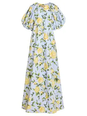 Oscar De La Renta Floral-print Cotton-blend Poplin Gown - Lavender