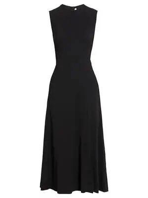 Another Tomorrow Crepe Midi Dress - Black