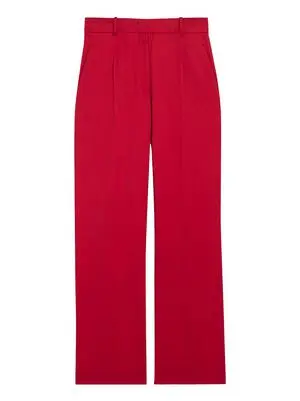 Another Tomorrow Wool-blend Twill Wide-leg Pants - Crimson