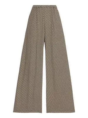 LEMLEM Printed Wide-leg Crepe De Chine Pants - Brown