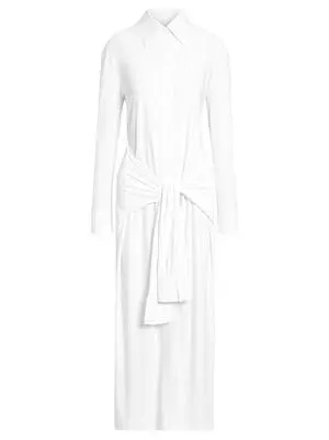 Norma Kamali Tiedetailed Stretchjersey Maxi Shirtdress - White
