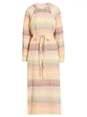 LEMLEM Striped Cotton-blend Maxi Shirt Dress - Orange