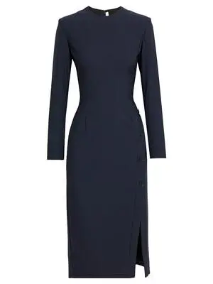 Another Tomorrow Wool-crepe Midi Dress - Navy
