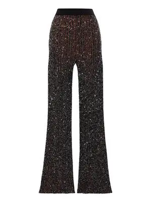 Missoni Metallic Ribbed-Knit Bootcut Pants Black