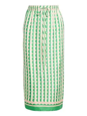 Oscar De La Renta Printed Silk-twill Midi Skirt - Green