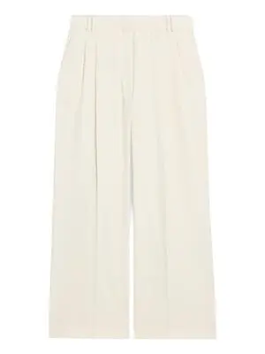 Another Tomorrow Wool-blend Twill Straight-leg Pants - Ivory