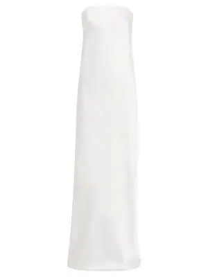 Norma Kamali Strapless Satin Gown - Off-white