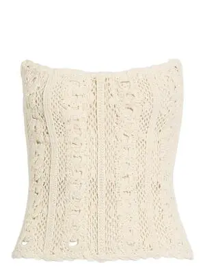 Oscar De La Renta Strapless Crocheted Bustier Top - Ecru