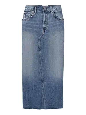 Citizens Of Humanity Circolo Frayed Denim Maxi Skirt - Mid Denim