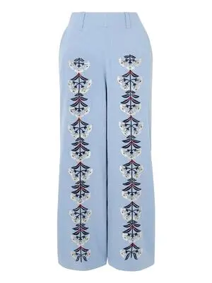 Alix Of Bohemia Charlie Embroidered Flared Pants - Light Blue