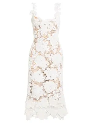 Oscar De La Renta Crocheted Cotton Midi Dress - White