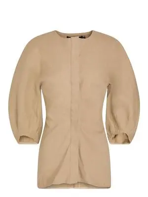 Proenza Schouler Reagan Linen-blend Twill Top - Mushroom
