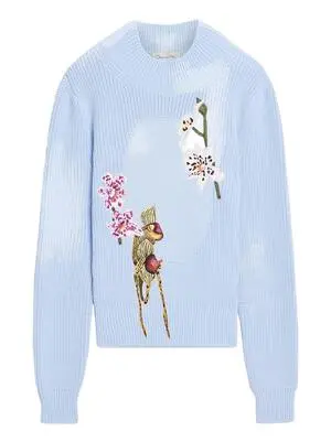 OSCAR DE LA RENTA Embroidered Wool Sweater