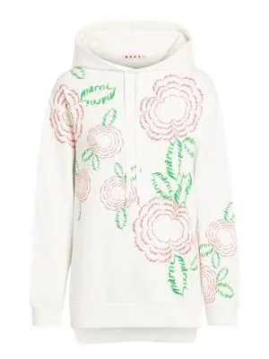 Marni Printed French Cotton-terry Hoodie - White