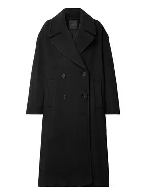 GOLDSIGN Cocoon Double-breasted Wool-blend Felt Coat - Black
