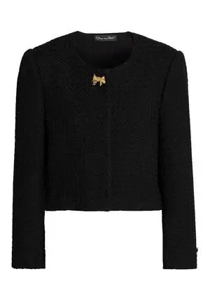 OSCAR DE LA RENTA Wool-Tweed Jacket With Bow Detail