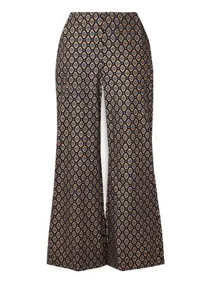 Alix Of Bohemia Charlie Metallic Printed Flared Pants - Navy