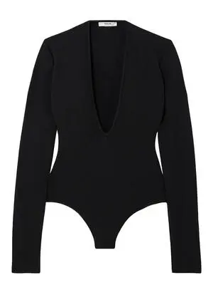 AGOLDE Zena Ribbed Jersey Bodysuit - Black