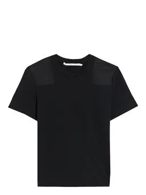 Proenza Schouler Lee Sateen-paneled Stretch-cotton Jersey T-shirt - Black
