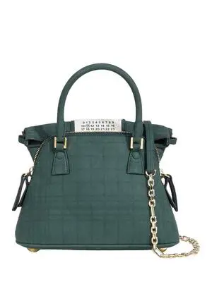 MAISON MARGIELA 5ac Classique Baby Checked Tote - Dark Green